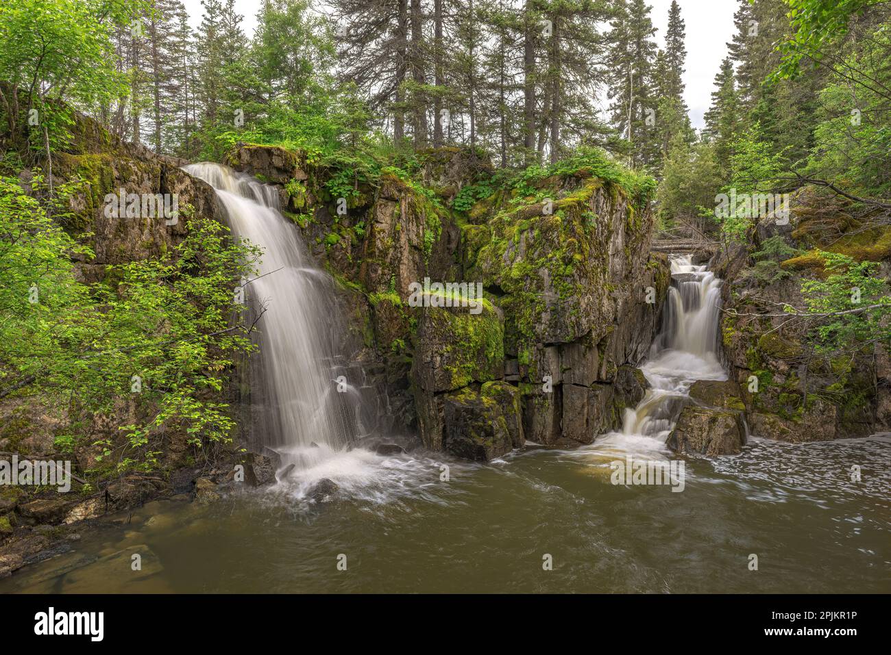 Canada, Manitoba, Pisew Falls Provincial Park. Heavy rains create ...