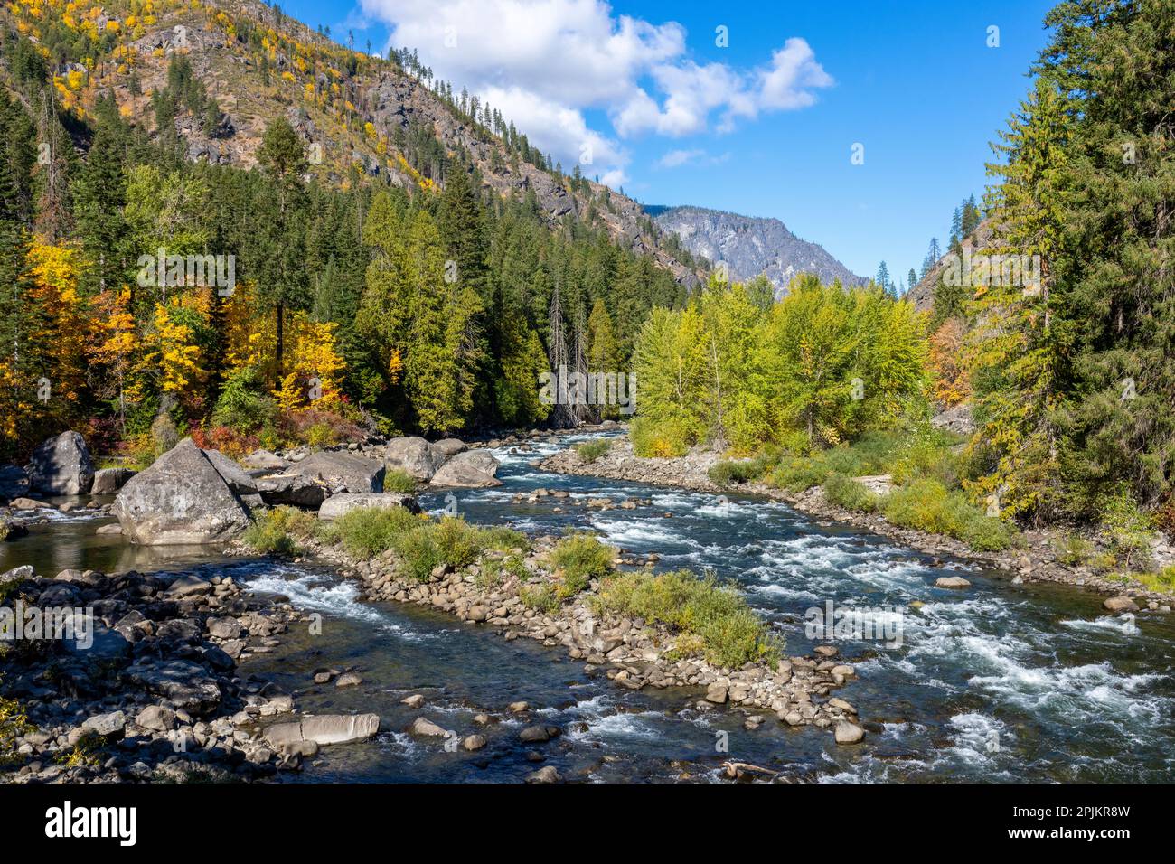 Leavenworth, Washington State, USA. View from a pipeline pedestrian ...