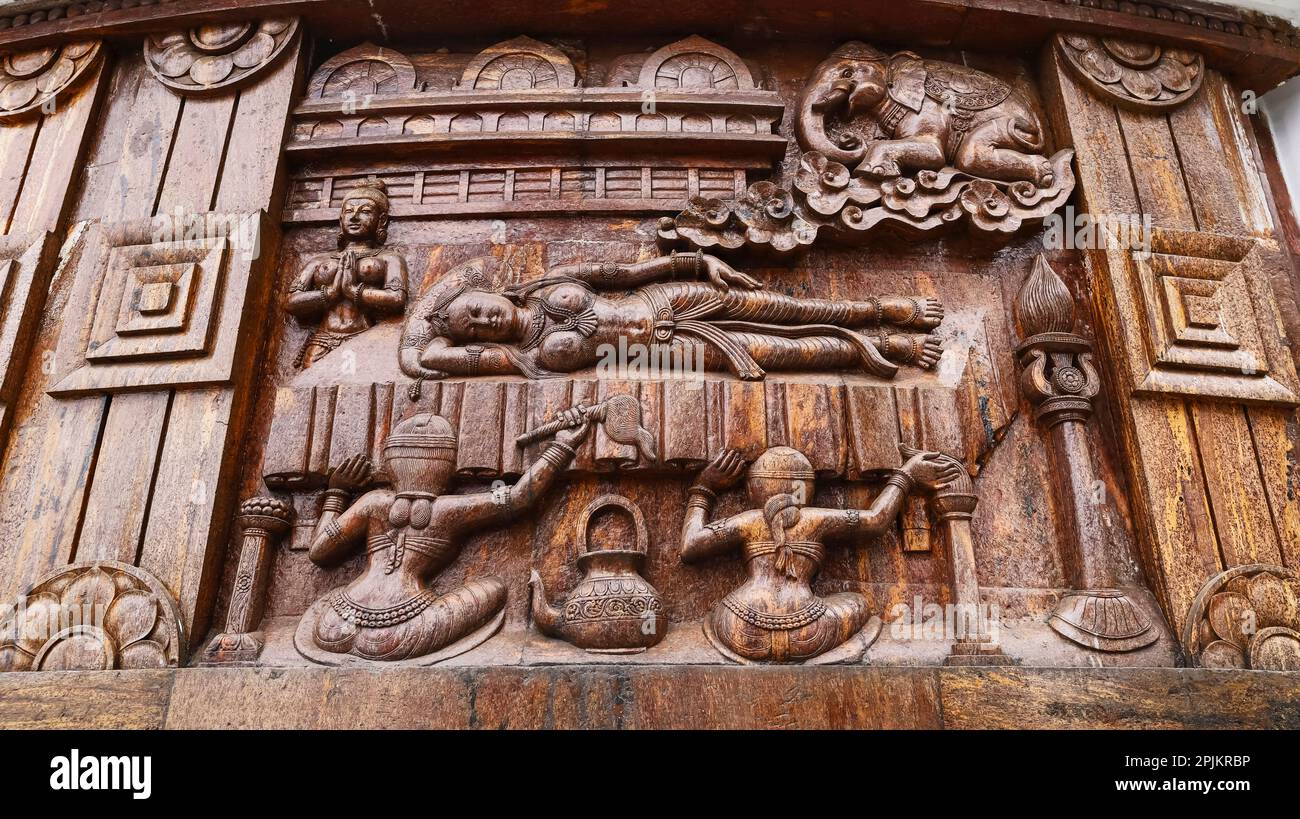 Sculpture of Maya's Dream on the Buddha Peace Pagoda in Darjeeling ...