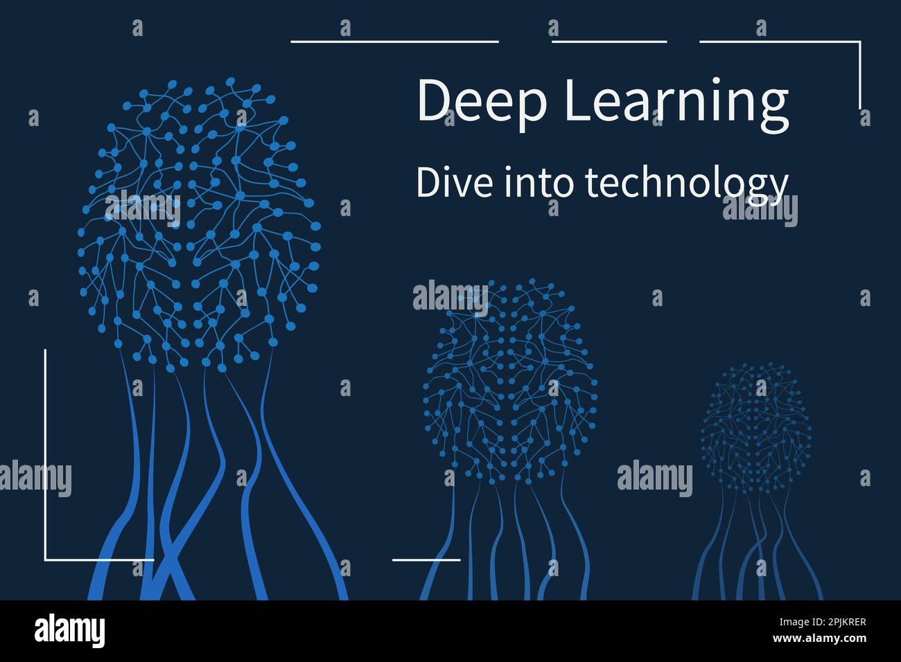 Artificial intelligence design concept with neural networks like a human brains or jellyfishes ...