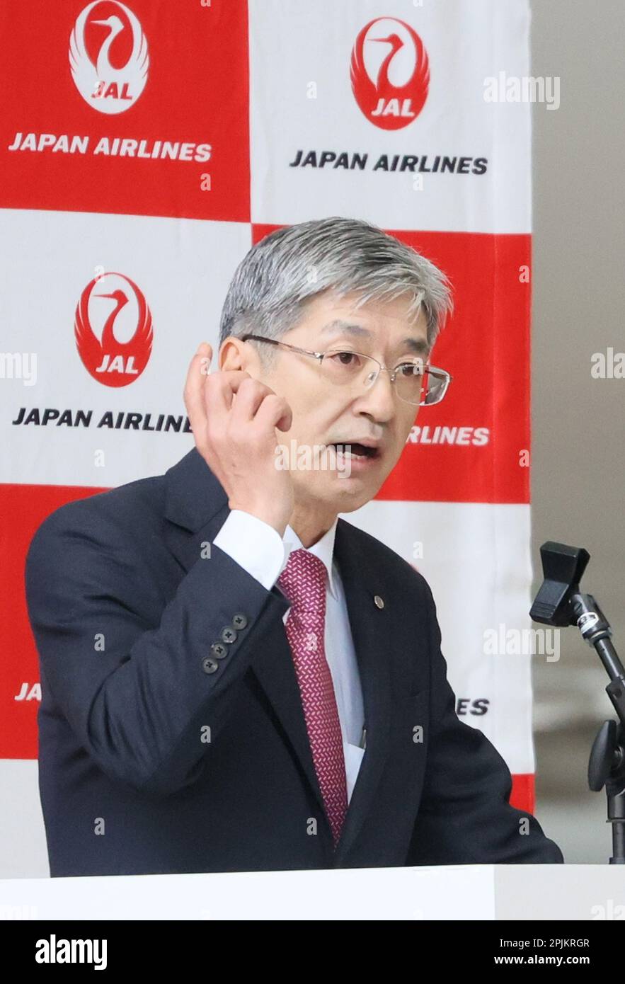 Tokyo, Japan. 3rd Apr, 2023. Japan Airlines (JAL) president Yuji ...