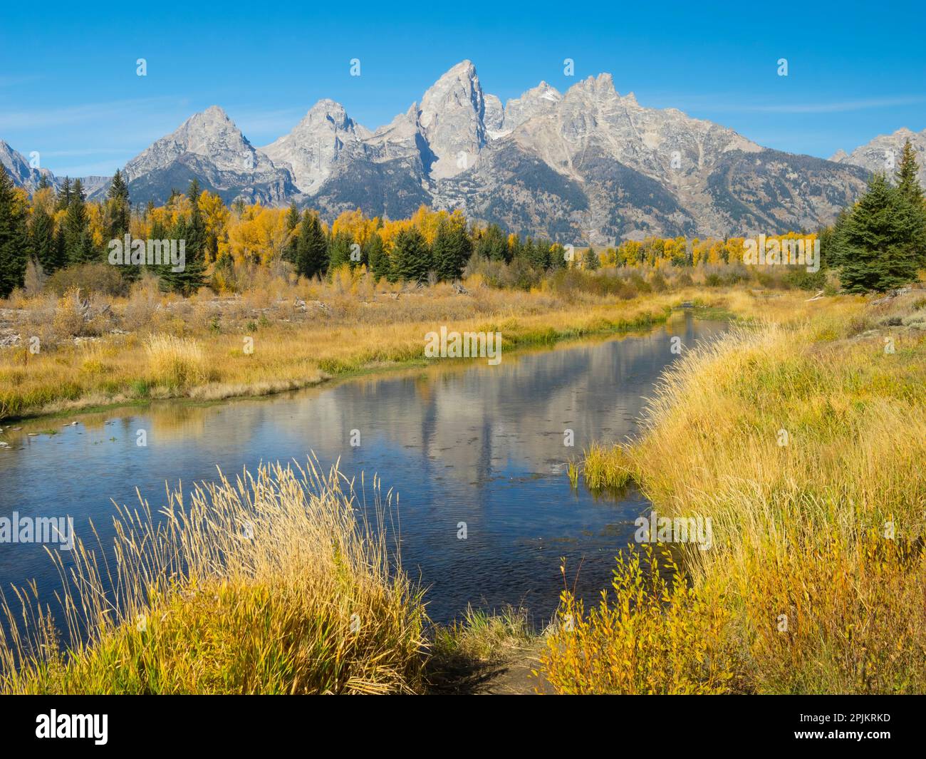Wyoming, Grand Teton National Park. Teton Range with Grand Teton and ...