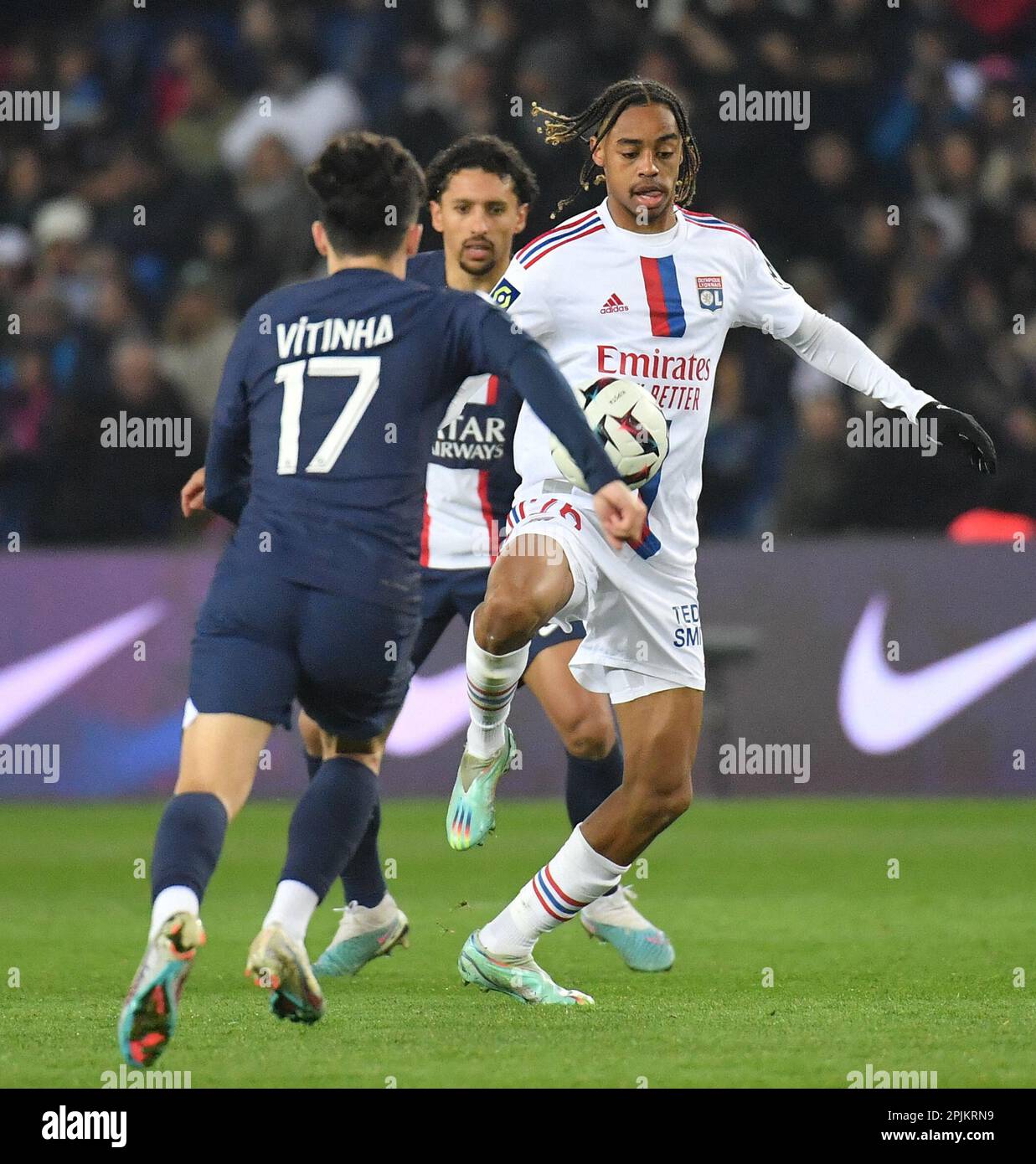 Paris, France. 02nd Apr, 2023. Barkola during the Ligue 1 Uber Eats ...
