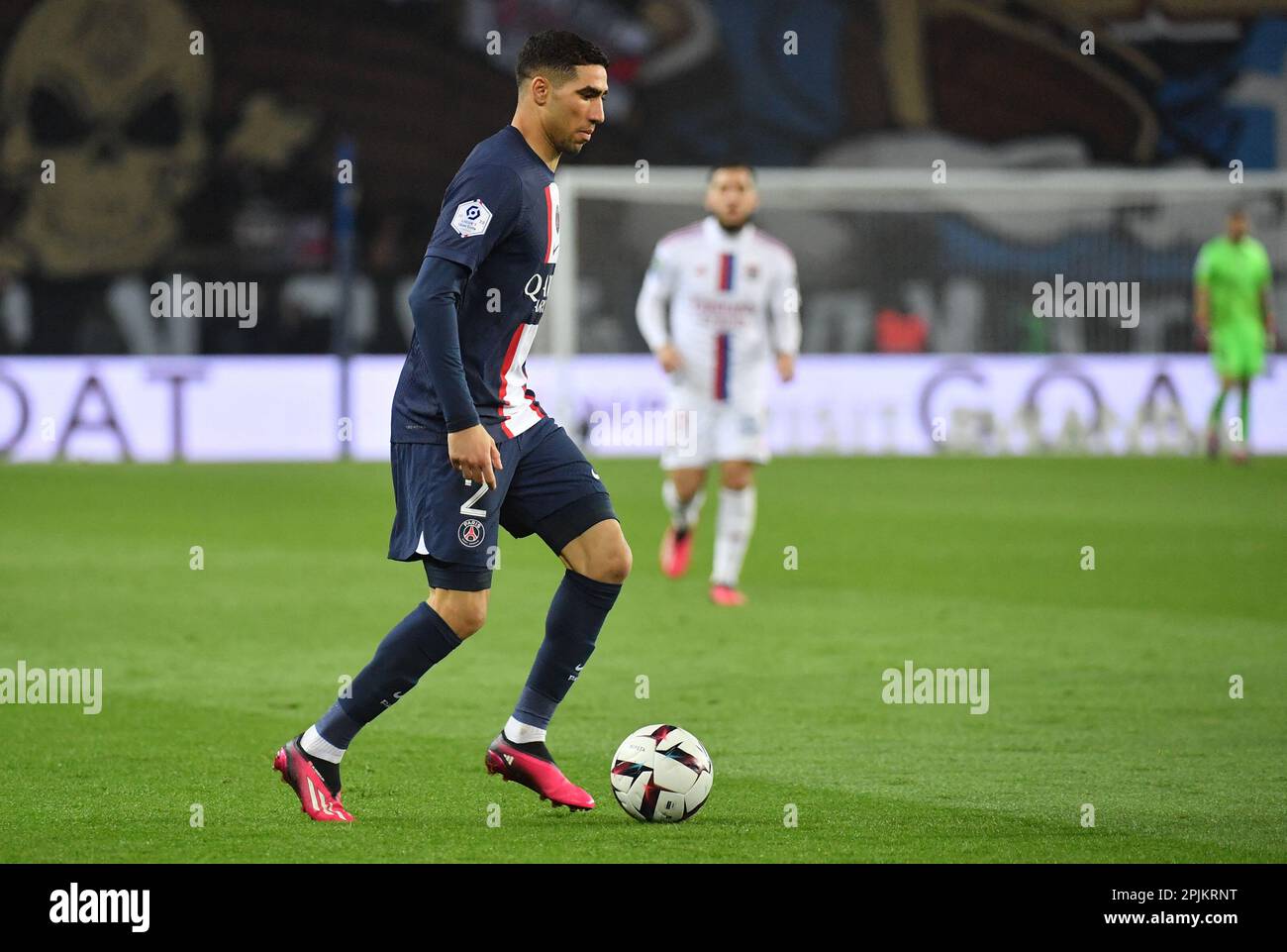 Paris, France. 02nd Apr, 2023. Achraf Hakimi during the Ligue 1 Uber ...