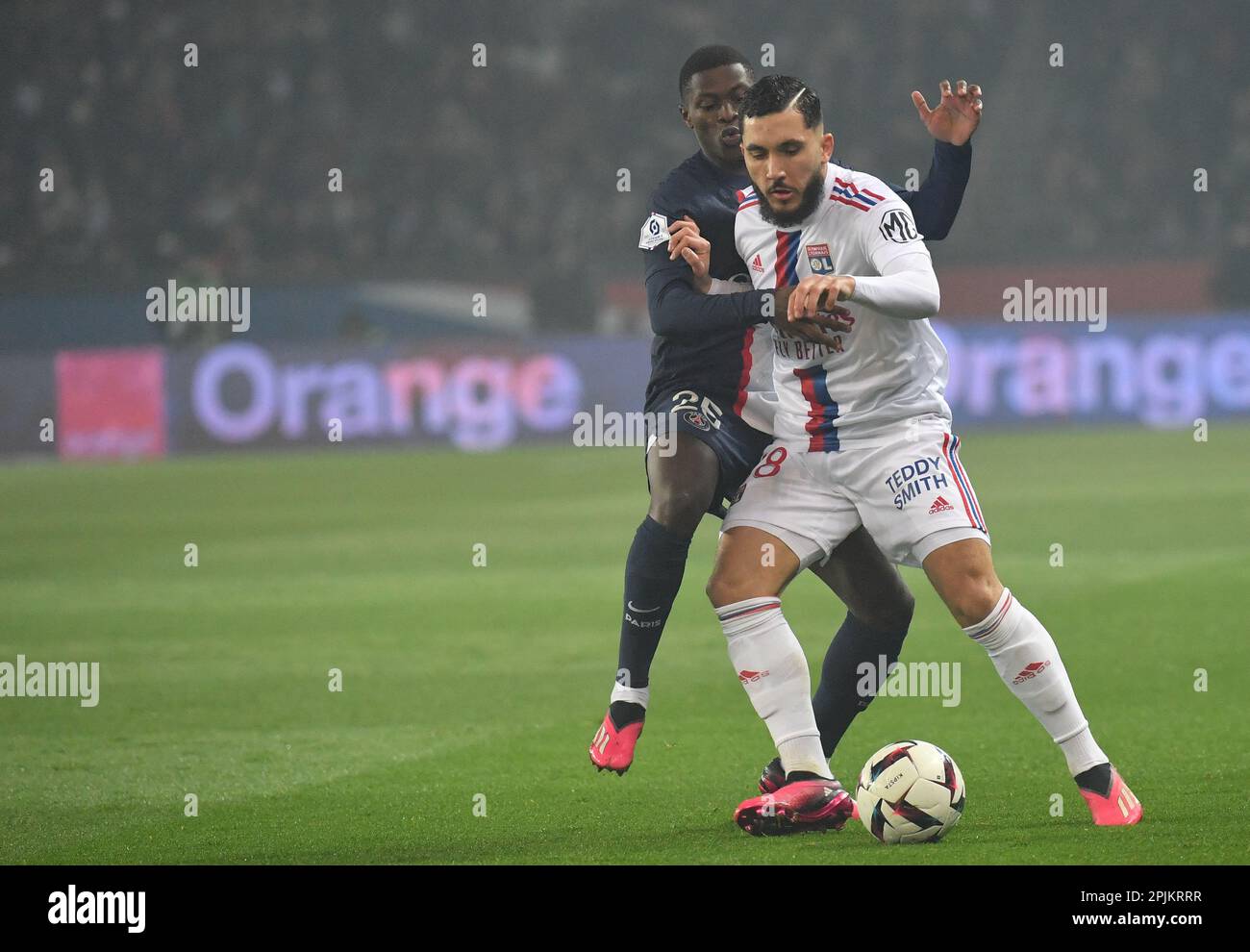 Paris, France. 02nd Apr, 2023. Mathis Cherki during the Ligue 1 Uber ...