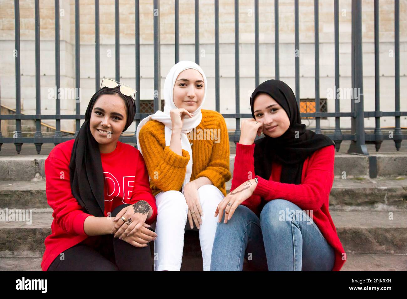 Paris. Female French students from Middle Eastern families. (Editorial ...