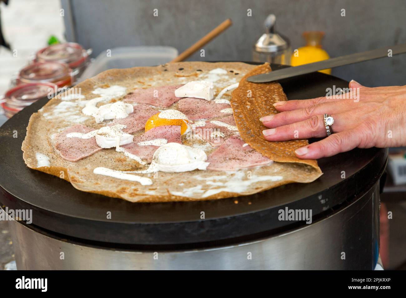 Paris. Street Market. Breakfast crepes Stock Photo - Alamy