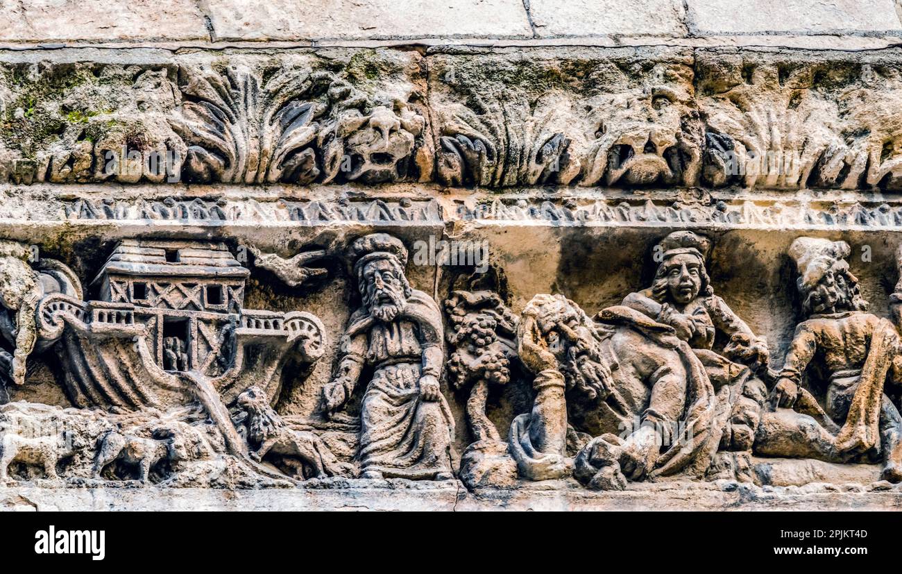 Facade of Nimes Cathedral, Gard, France. Created 1100 AD Stock Photo ...