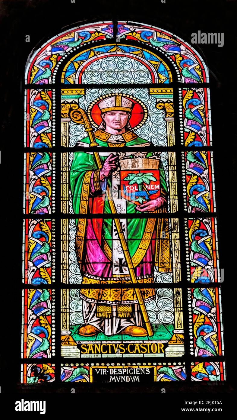 Saint Castor of Apt stained glass, Nimes Cathedral, Gard, France ...