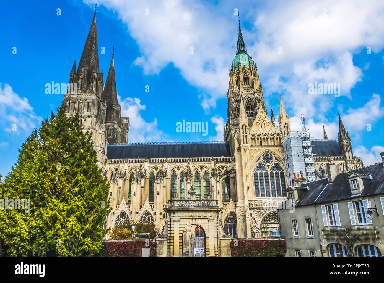 Outside Bayeux Cathedral, Bayeux, Normandy, France. Catholic church ...
