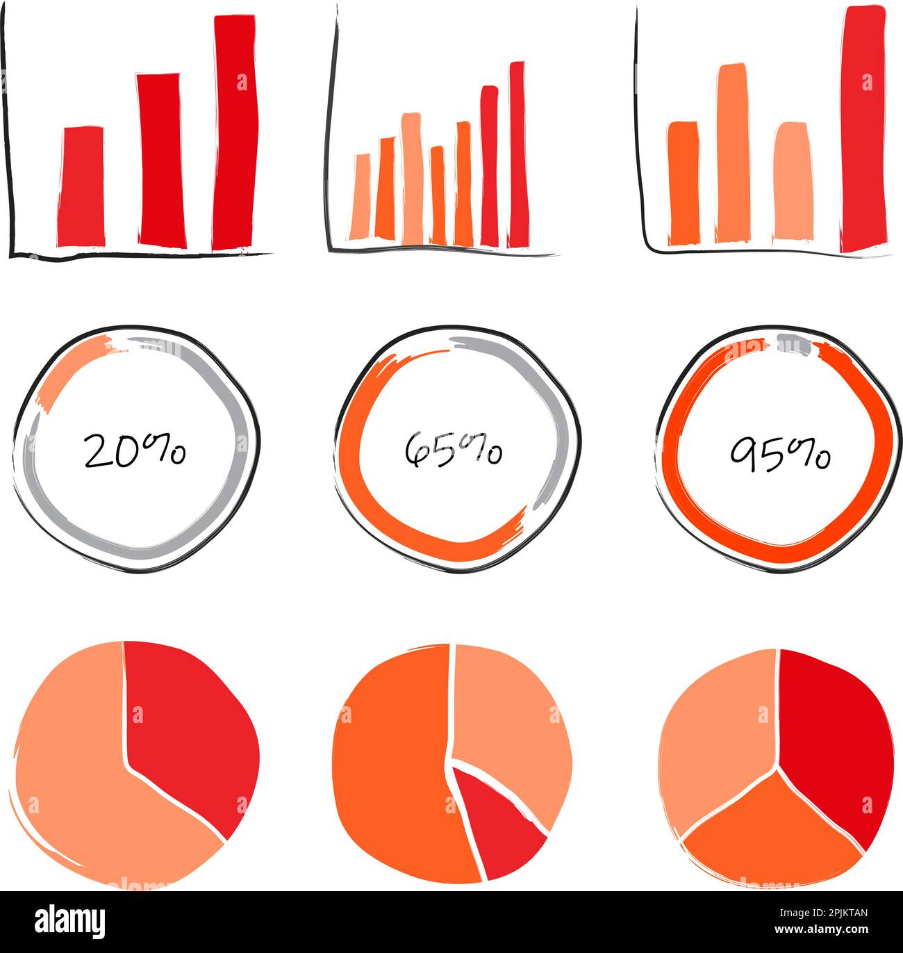 Set of infographics or dashboard elements in hand drawn style ...