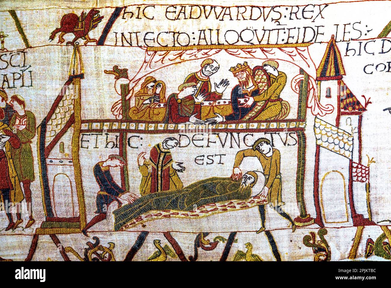 Colorful Medieval Bayeux tapestry, Bayeux, Normandy, France. Created ... Colorful Medieval Bayeux tapestry, Bayeux, Normandy, France. Created ...