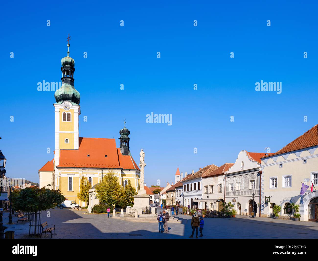 Church of Saint Emeric with Maria column The medieval town Koszeg in ...