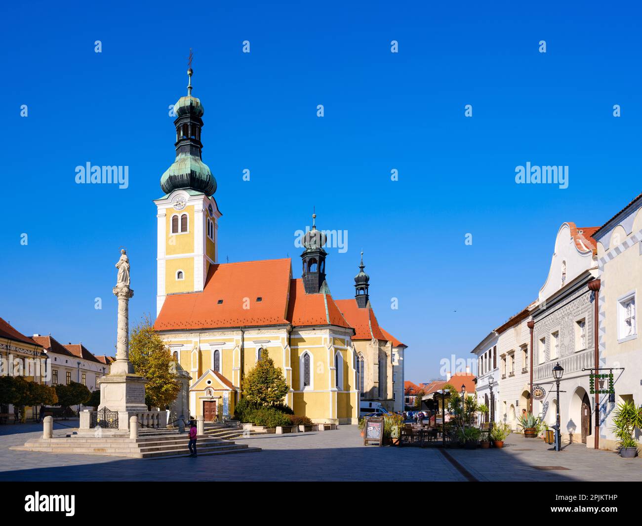 Church of Saint Emeric with Maria column The medieval town Koszeg in ...