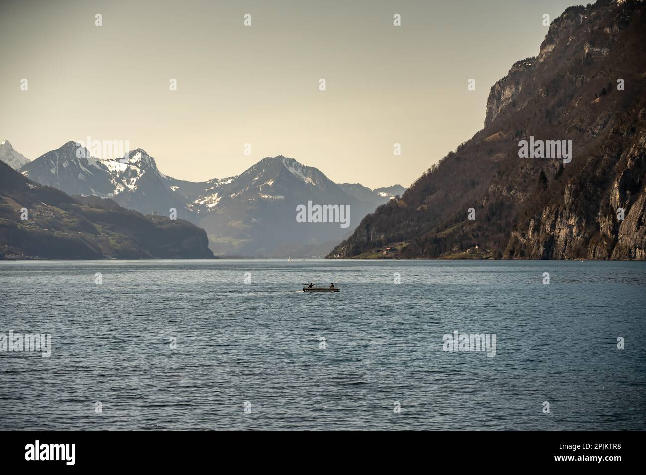 Boat on Walensee in Swizerland Stock Photo - Alamy