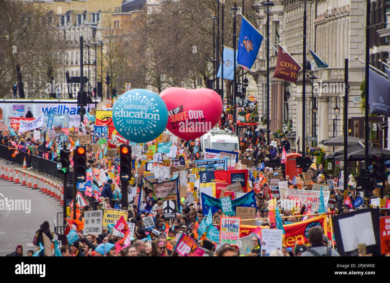 London, UK. 15th March 2023. Protesters in Piccadilly. Thousands of ...