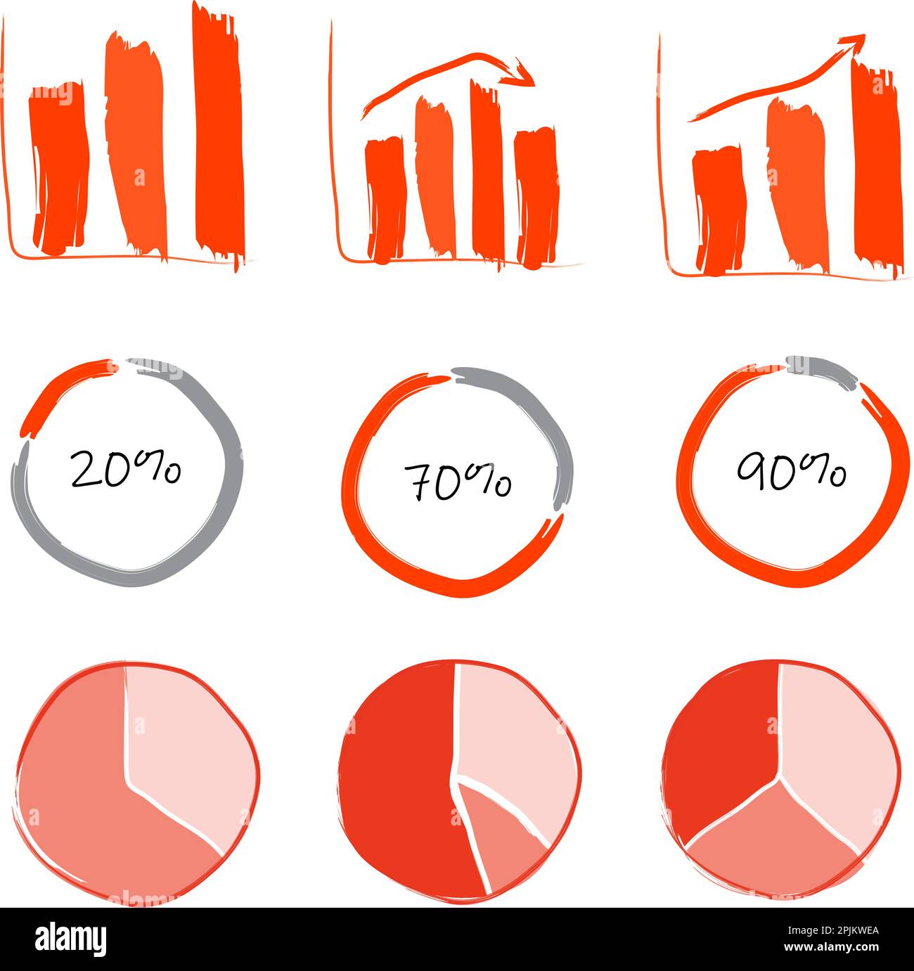 Set of infographics or dashboard elements in hand drawn style ...