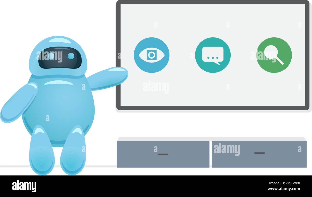 Bot in the conference room presenting cognitive services. Artificial ...