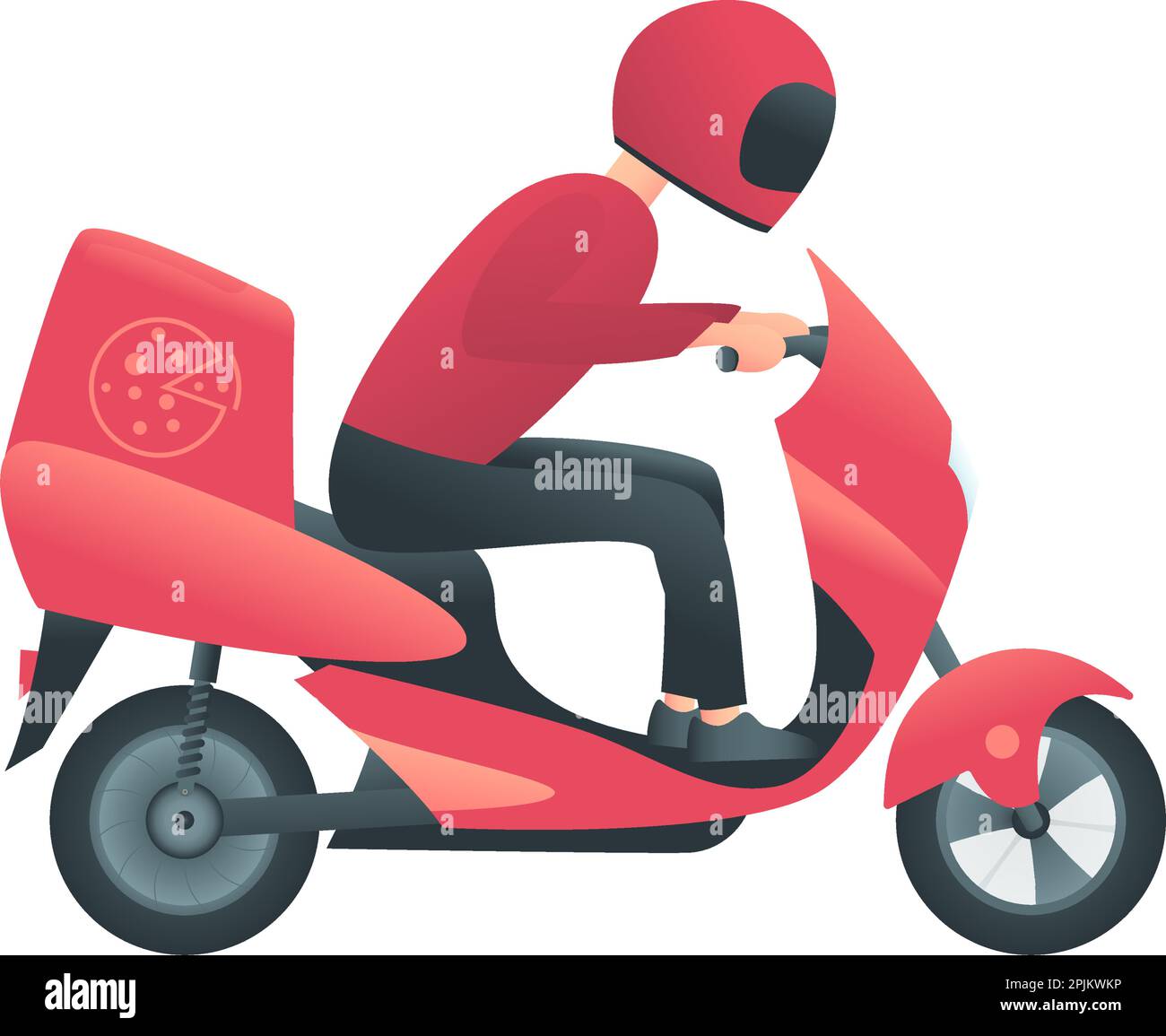 Courier on the red motorbike. Delivery service concept. Man delivers ...