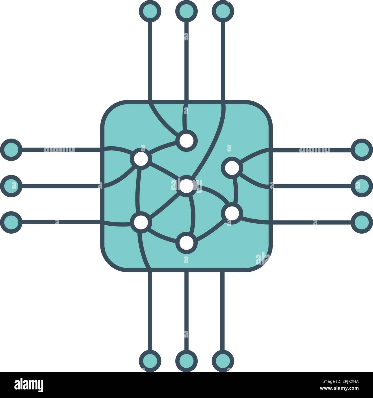 Chip icon with neural network inside. Applicable as part of artificial ...