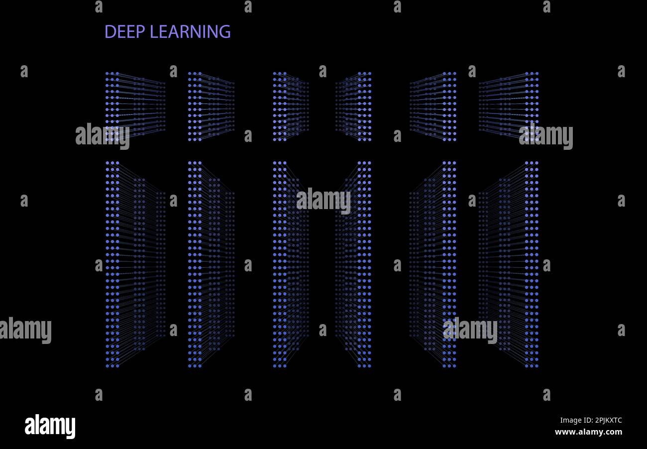 3d Neural Network With Six Layers Illustration Of Structured Big Data For Presentations 