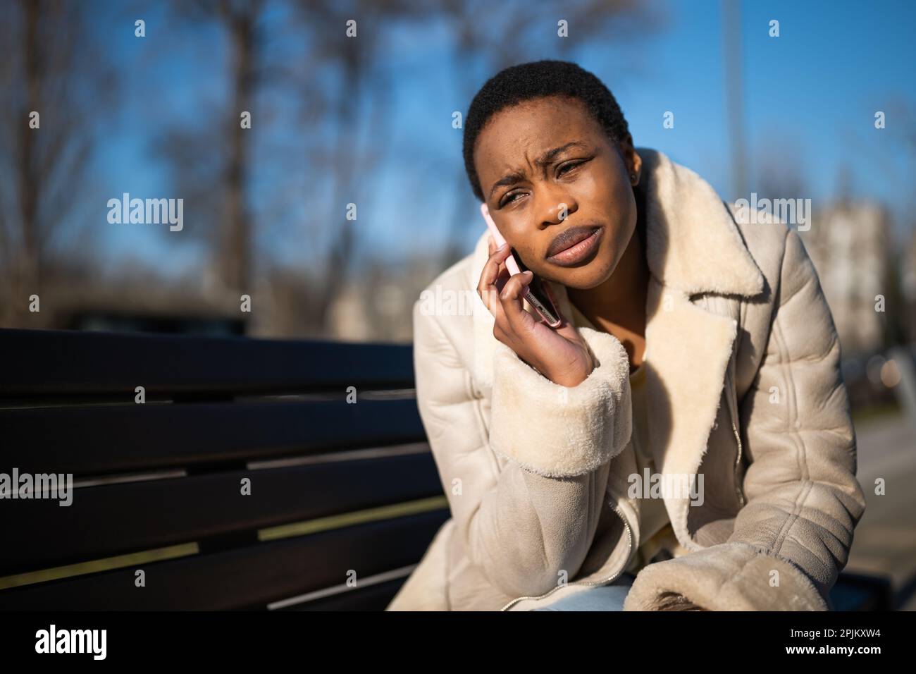 Worried Woman On Phone