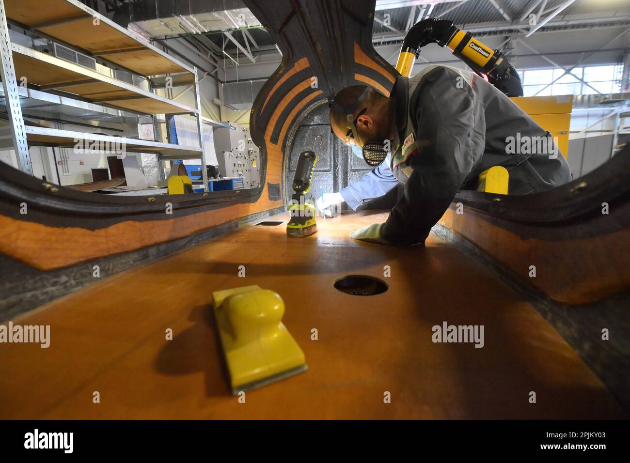 'Moscow. An employee in the workshop for the final assembly of unmanned ...