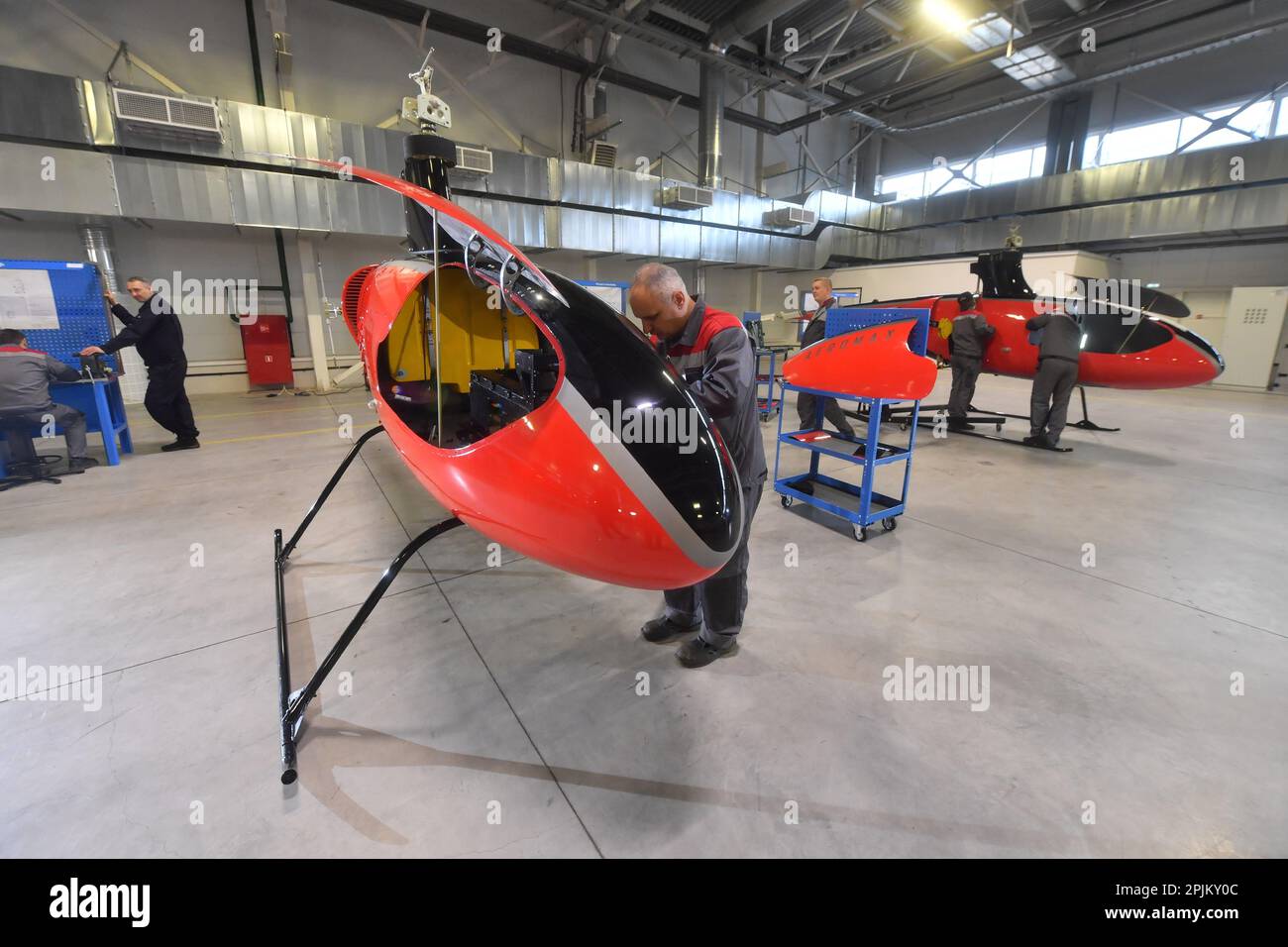 'Moscow. Employees in the final assembly shop for unmanned aerial ...