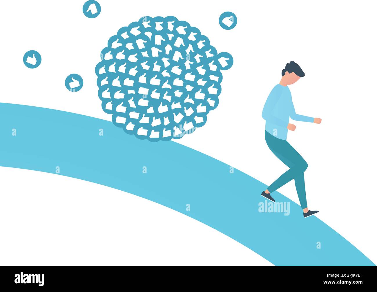 Blogger runs away from likes bunch. Influencer hard work in social ...