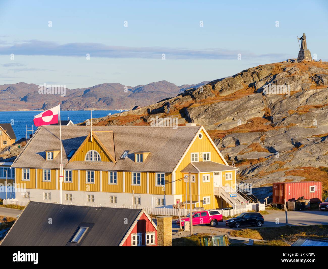 View over the old town. Nuuk the capital of Greenland during late ...