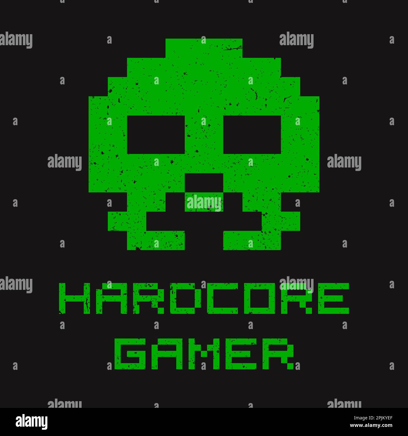 Old retro video game illustration. T-shirt print with pixelated skull ...