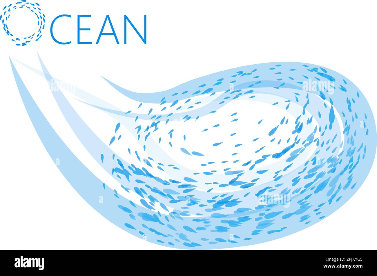 Fish flock flow around circle. Ocean underwater design concept ...