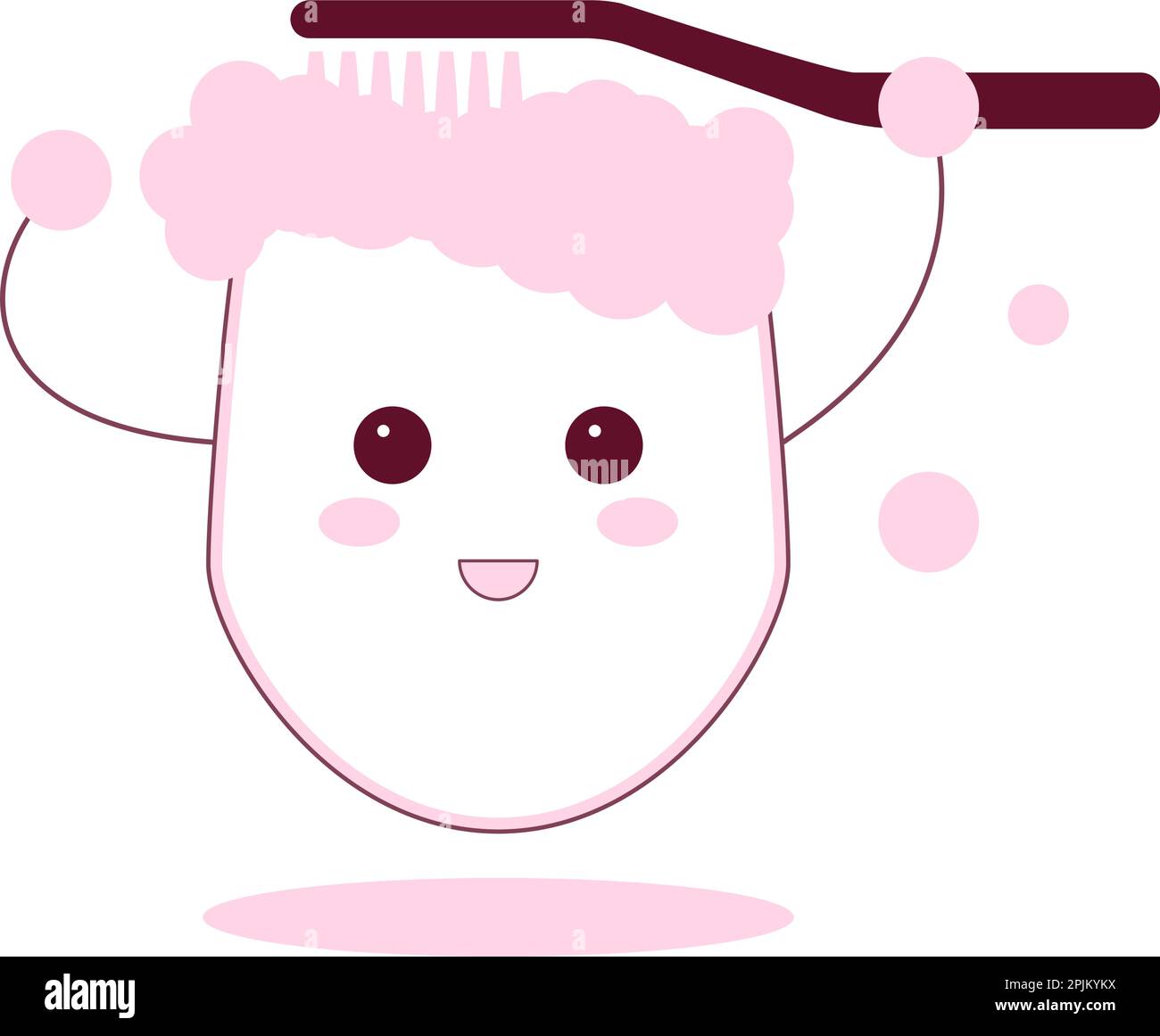 Cute cartoon tooth washing by toothbrush at the shower. Funny dental ...