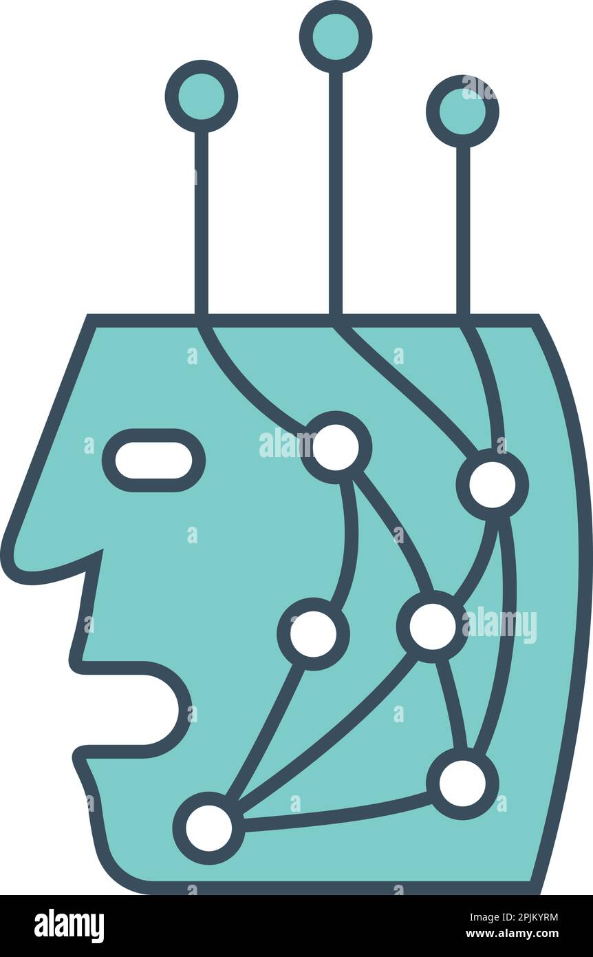 Human bot head icon with neural network inside. Applicable as part of ...