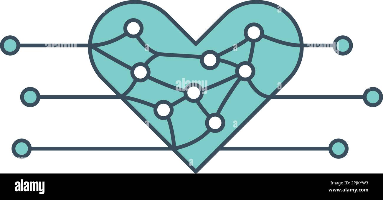 Heart icon with neural network inside. Applicable as part of artificial intelligence, machine ...