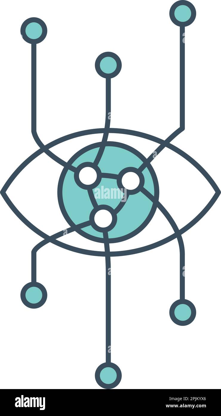 Eye icon with neural network inside. Applicable as part of artificial intelligence, machine ...