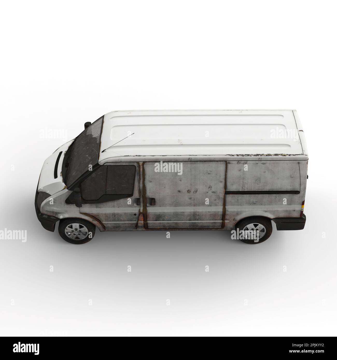 An illuminated silver van with its open rear doors, revealing a ...