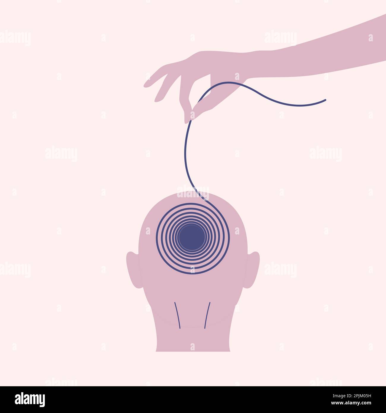 Hand pulls out thoughts from the head. Psychotherapy, psychology ...