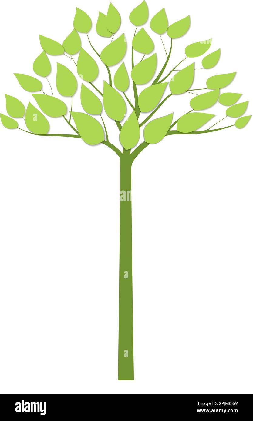 Simple green tree with green trunk. Applicable Eco or growth concept ...