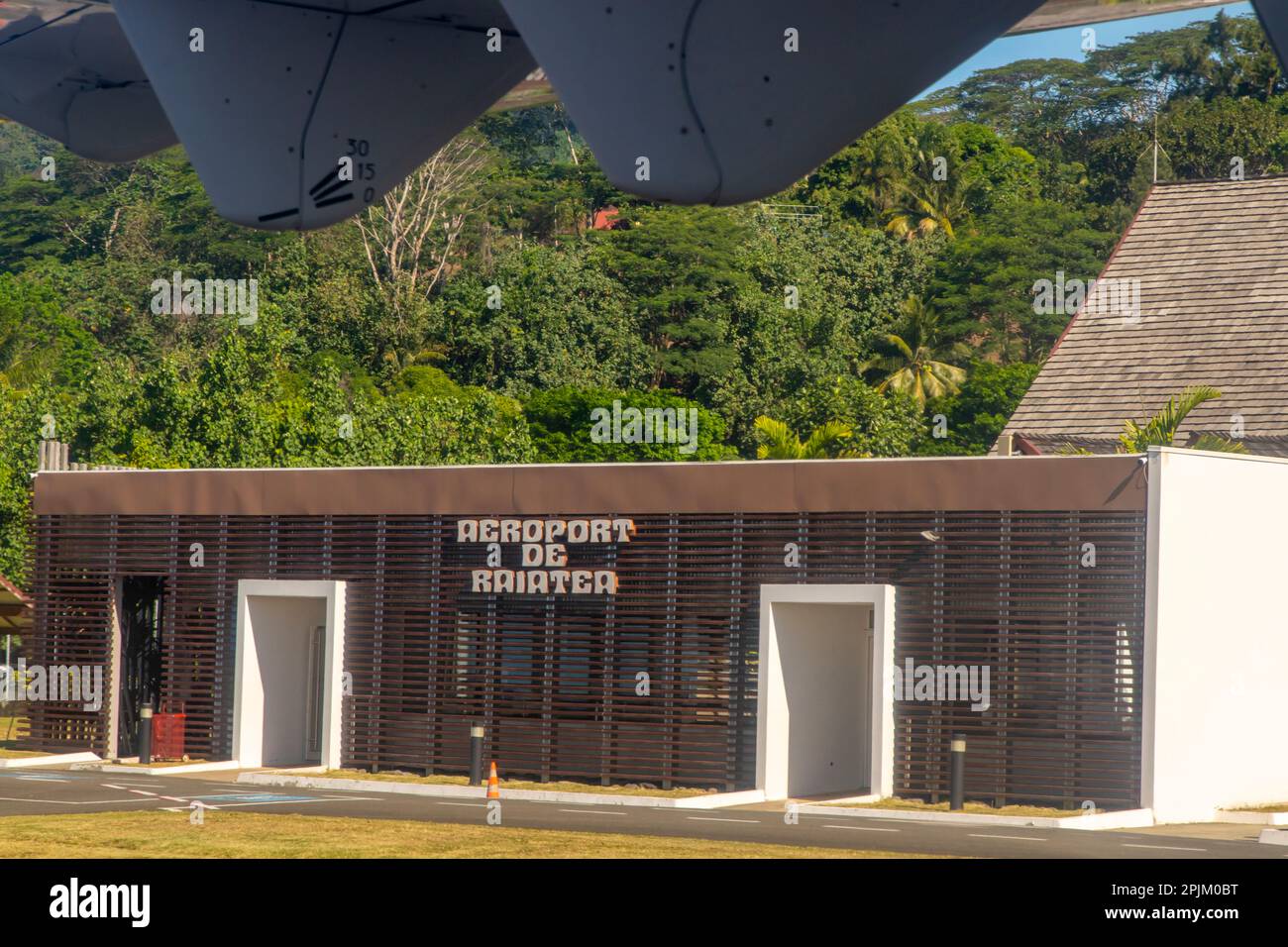 French Polynesia, Raiatea. Raiatea Airport building Stock Photo - Alamy