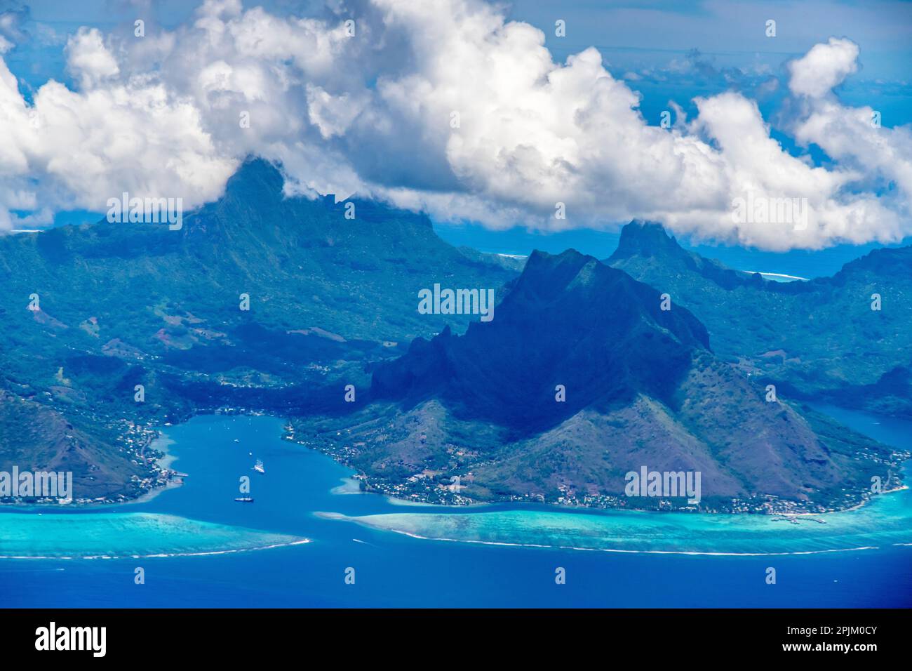 French Polynesia, Moorea. Aerial view of island Stock Photo - Alamy