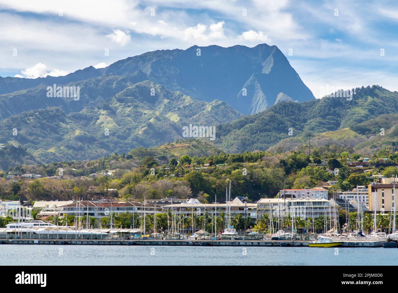 French Polynesia, Tahiti. View of Papeete town and mountains Stock ...