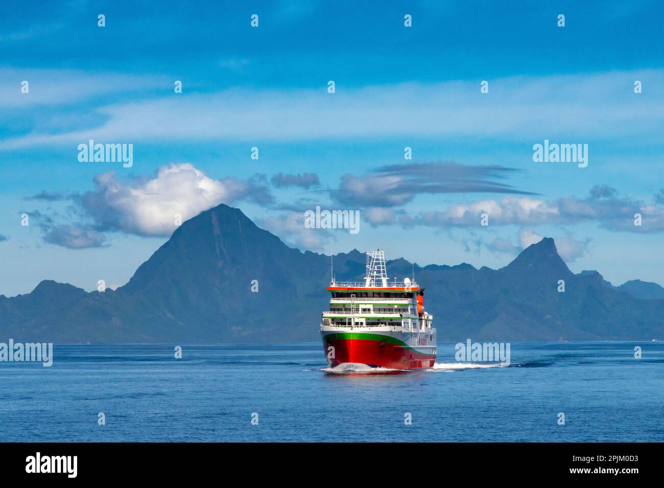 French Polynesia, Moorea. Ferry in motion Stock Photo - Alamy