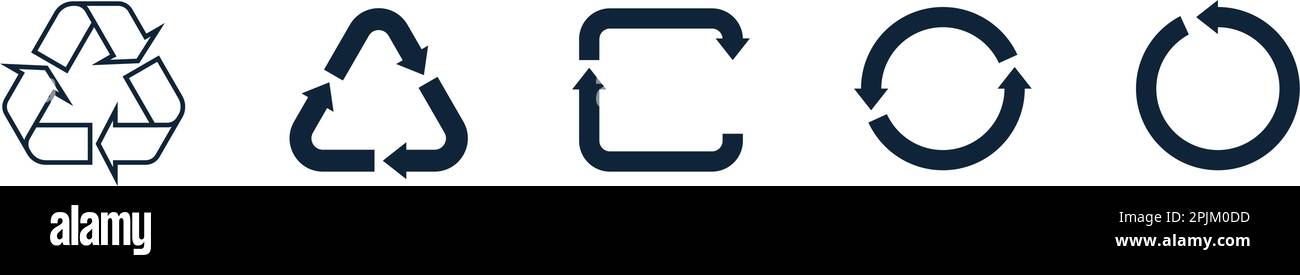 Recycling symbol icon set. Mobius loop, Triangle, circle, square ...