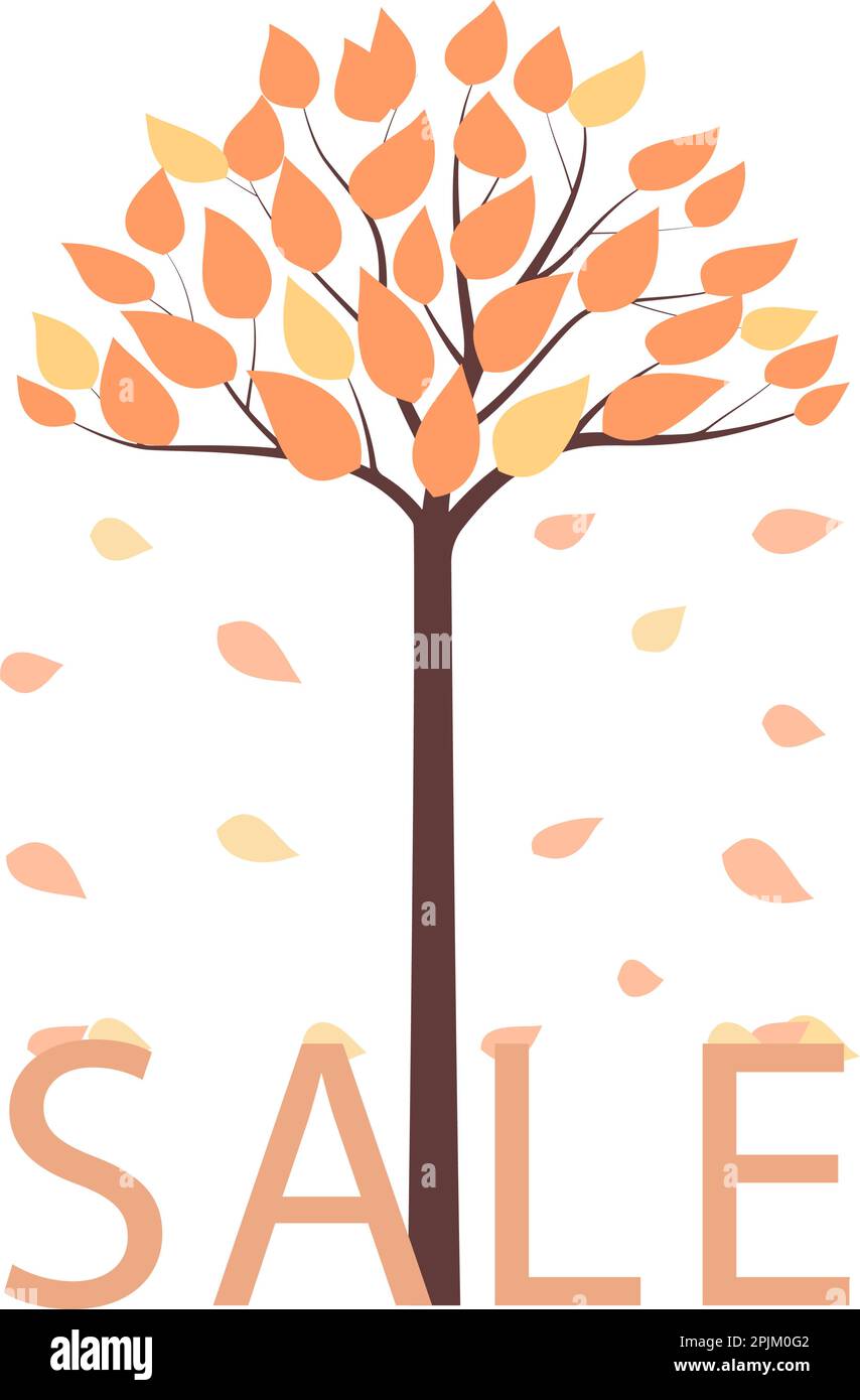 Sale flyer template. The wind blows and rips leaves from the tree ...