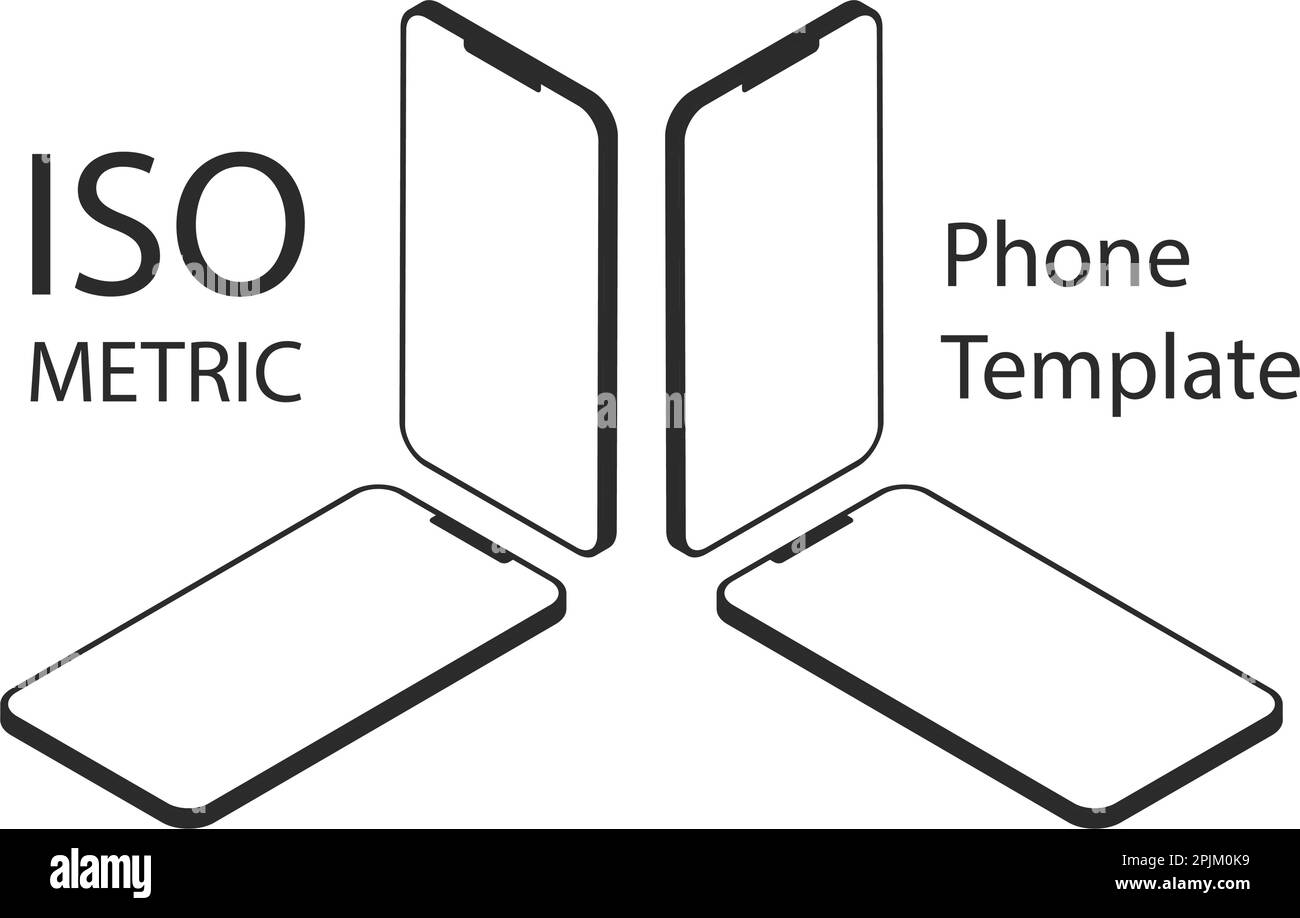 Isometric frameless cell phone templates on white background. Mobile ...