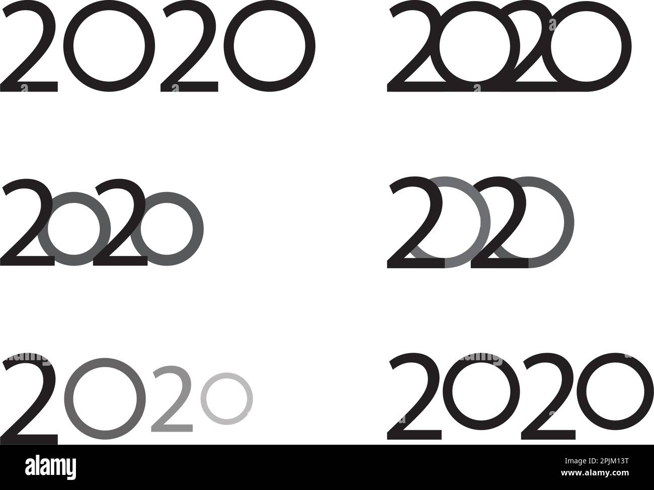 Happy new year 2020 logo text set. Applicable as part of greeting card ...