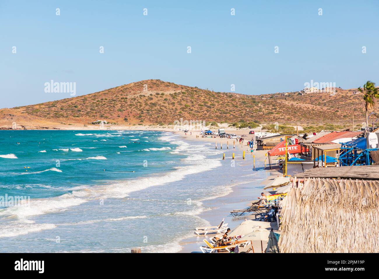 Playa El Tecolote, La Paz, Baja California Sur, Mexico. Surf on a beach ...