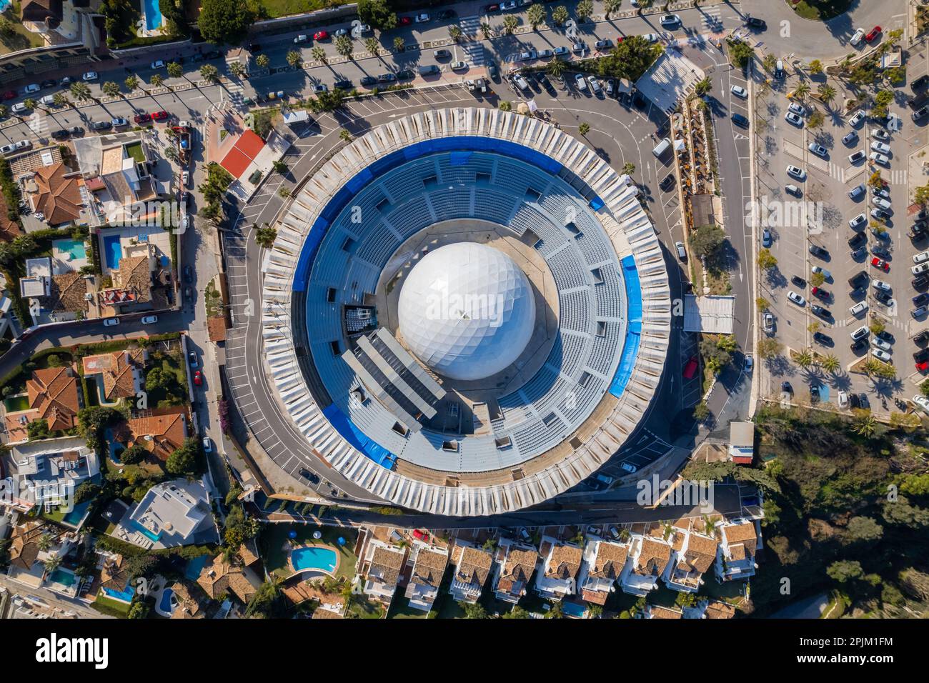 An aerial view of the Marbella Arena under the sunlight in Spain Stock ...