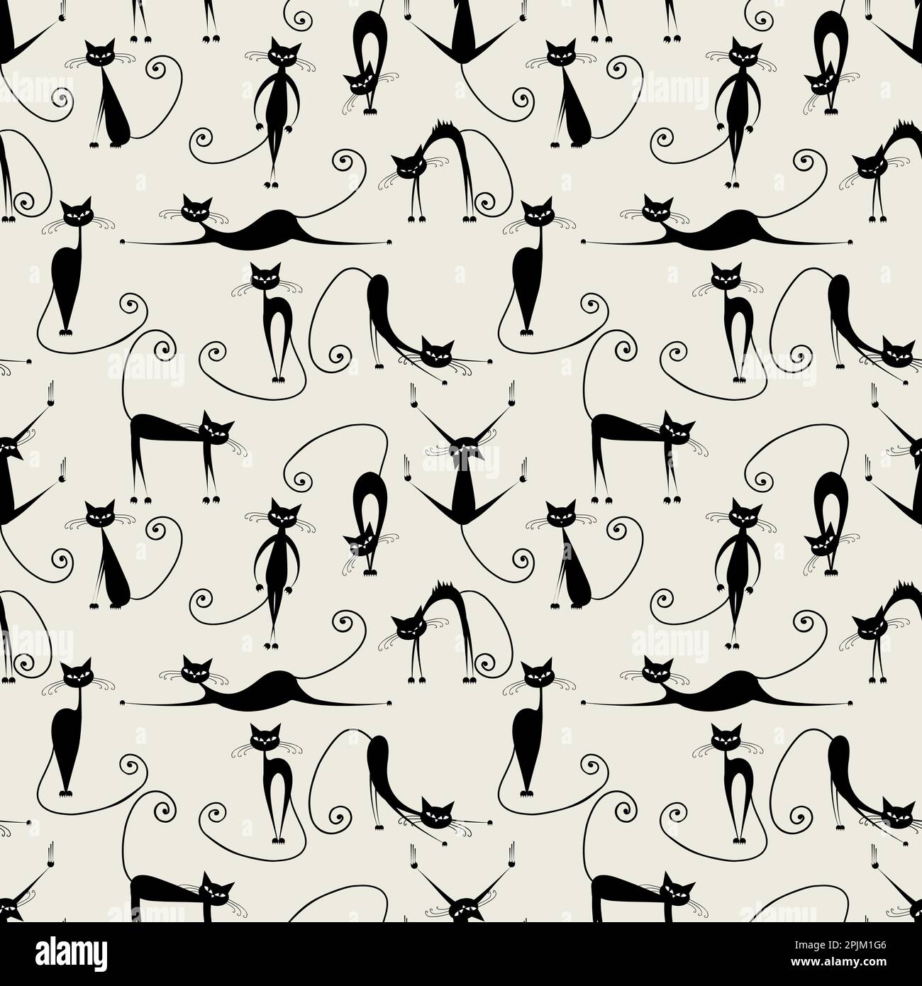 Cute cartoon cats vector illustration seamless pattern Stock Vector ...